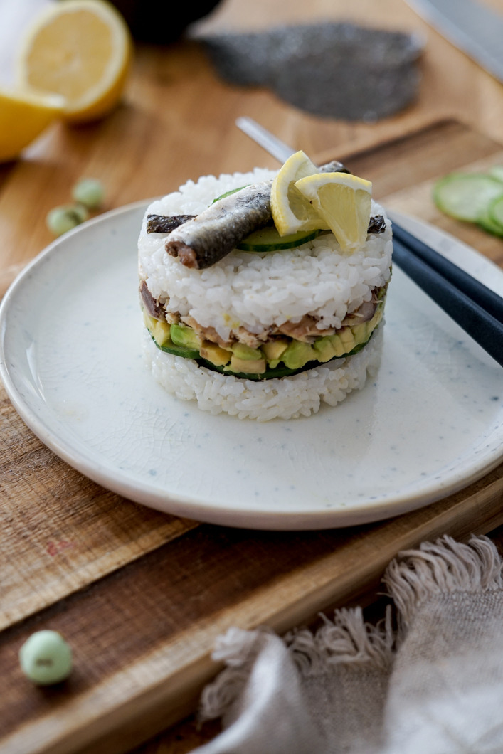 Sushi cake ... aux petites sardines ! - Les Pépites de Noisette