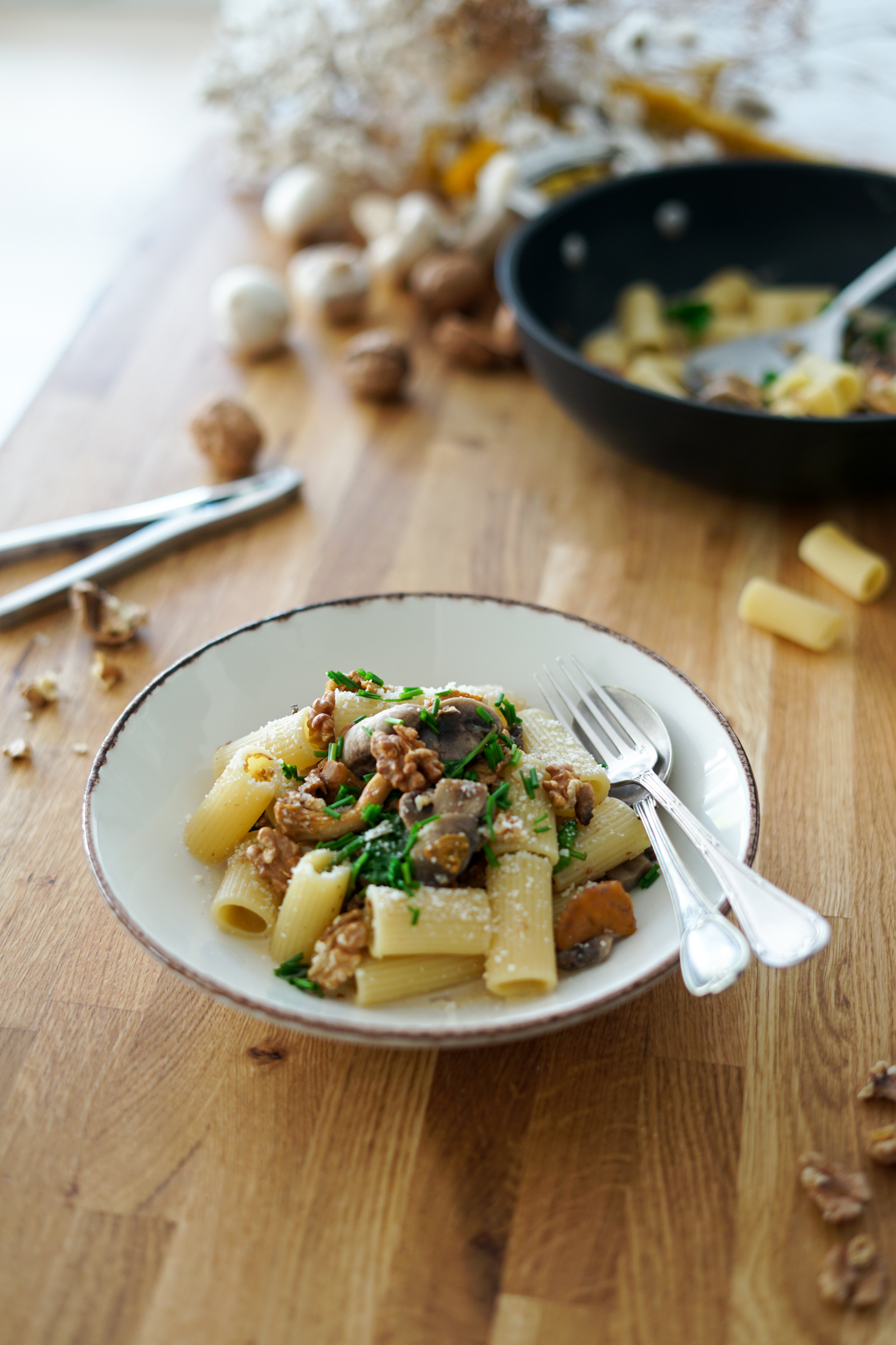 Pâtes aux champignons et aux noix - Les Pépites de Noisette