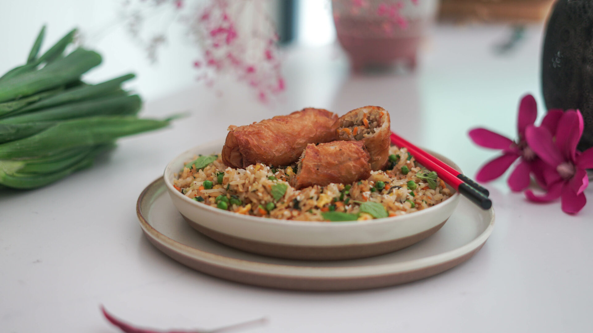 Riz Sauté aux nems croustillants - Les Pépites de Noisette